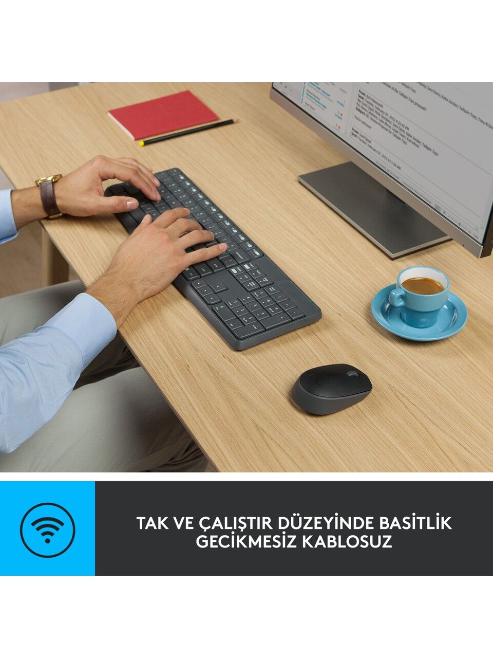 Logitech MK235 USB Kablosuz Türkçe Klavye Mouse Seti - Antrasit Gri ...