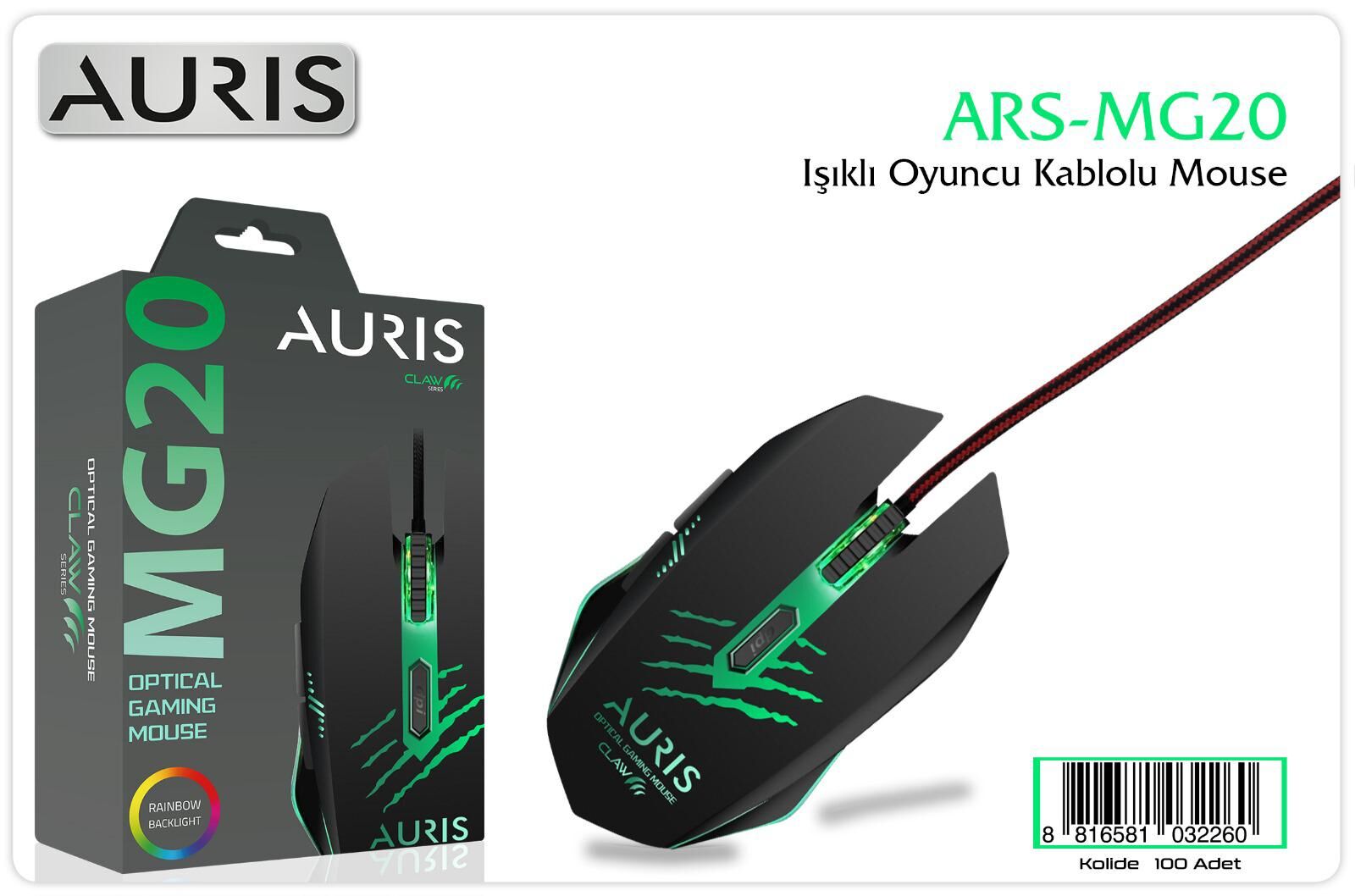 Auris MG20 Kablolu Oyuncu Mouse | EFG Bilgisayar