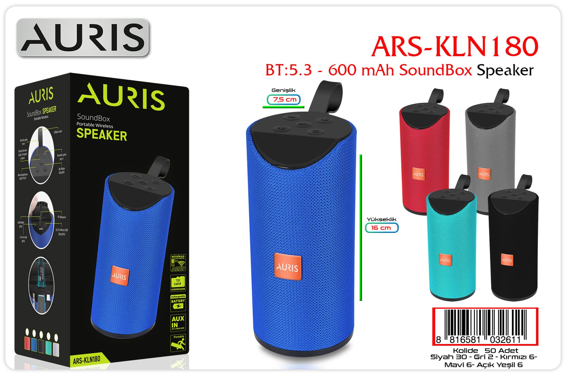 Auris ARS-KLN180 Soundbox Bluetooth Hoparlör - Speaker | EFG Bilgisayar